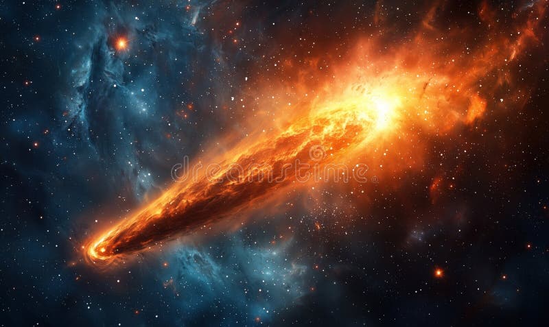 Stunning Cosmic Explosion with Fiery Tail Illuminating Deep Space Stock ...