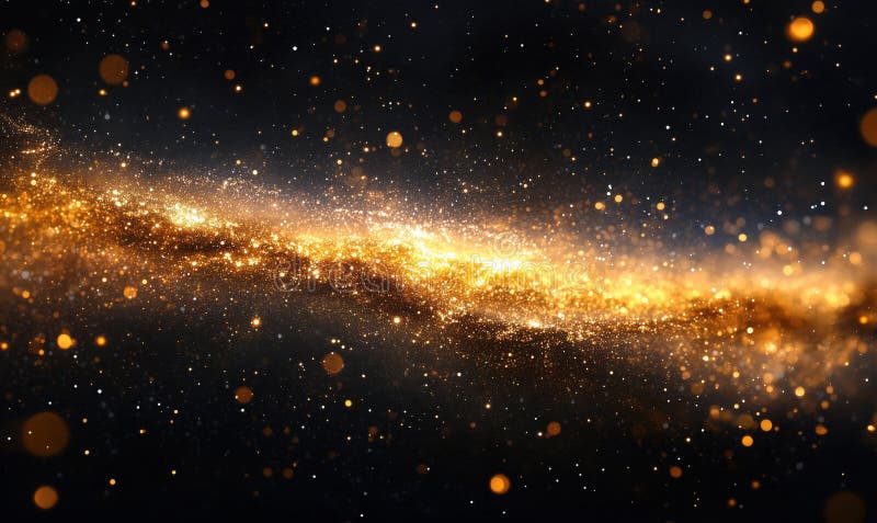 Stunning Cosmic Galaxy with Golden Stars and Sparkling Dust in Deep ...
