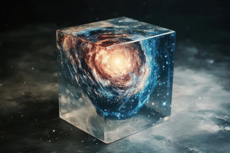 Stunning Cosmic Galaxy Inside Transparent Cube Sculpture Art Piece ...