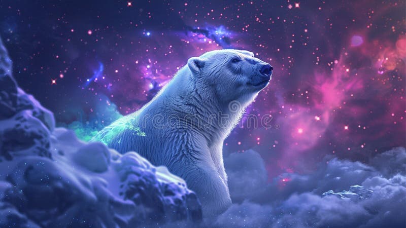 Cosmic Polar Bear in a Beautiful Dreamlike Antarctica in a Dreamy ...