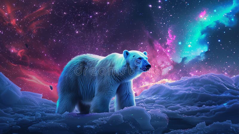 Cosmic Polar Bear in a Beautiful Dreamlike Antarctica in a Dreamy ...