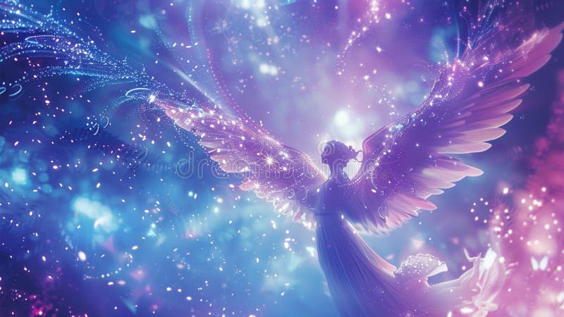 Unique Ethereal Silhouette of Female Light Angels with Wings in Pastel ...