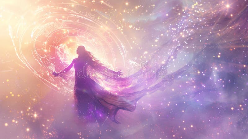 Unique Ethereal Silhouette of Female Light Angels with Wings in Pastel ...