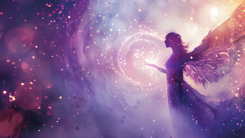 Unique Ethereal Silhouette of Female Light Angels with Wings in Pastel ...