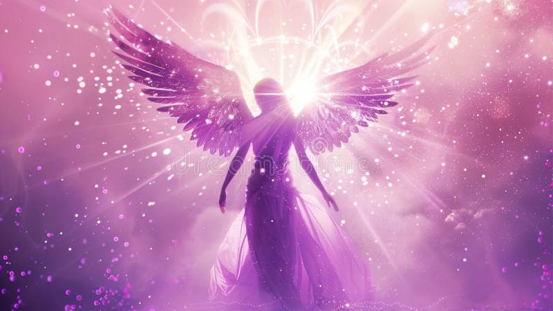 Unique Ethereal Silhouette of Female Light Angels with Wings in Pastel ...