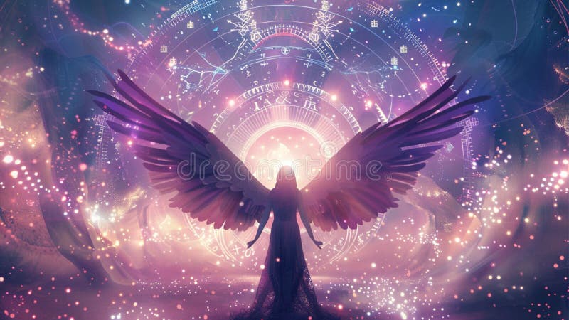 Unique Ethereal Silhouette of Female Light Angels with Wings in Pastel ...