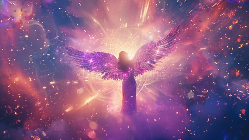 Unique Ethereal Silhouette of Female Light Angels with Wings in Pastel ...