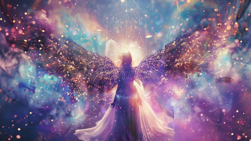 Unique Ethereal Silhouette of Female Light Angels with Wings in Pastel ...