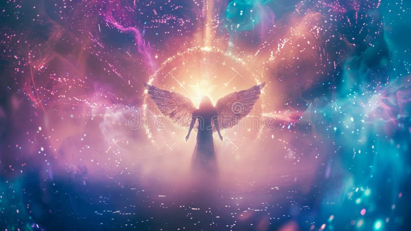 Unique Ethereal Silhouette of Female Light Angels with Wings in Pastel ...