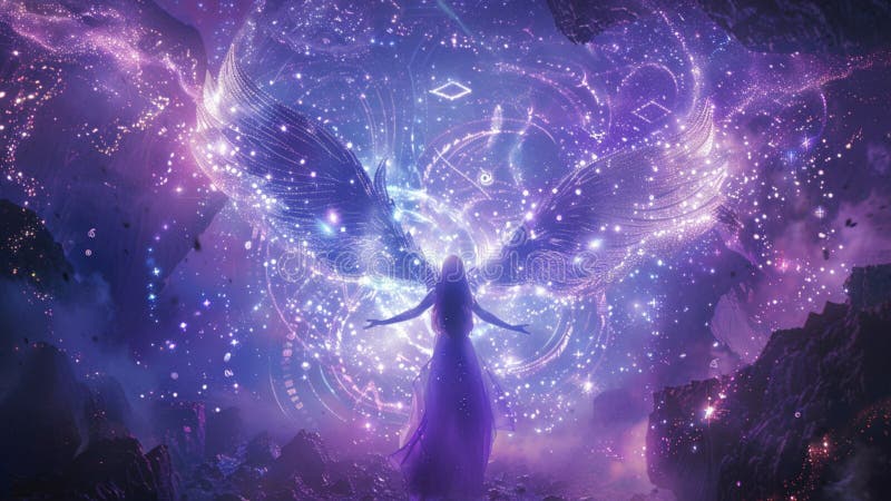 Unique Ethereal Silhouette of Female Light Angels with Wings in Pastel ...