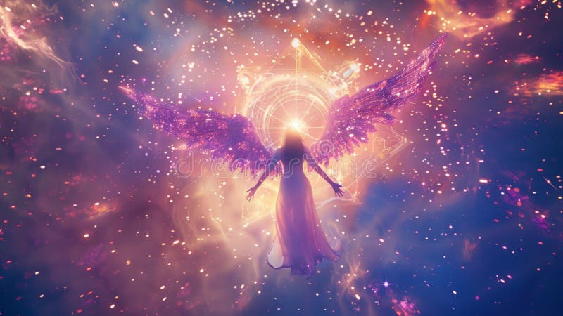 Unique Ethereal Silhouette of Female Light Angels with Wings in Pastel ...