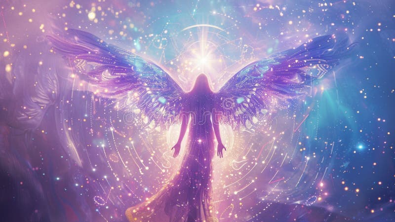 Unique Ethereal Silhouette of Female Light Angels with Wings in Rainbow ...