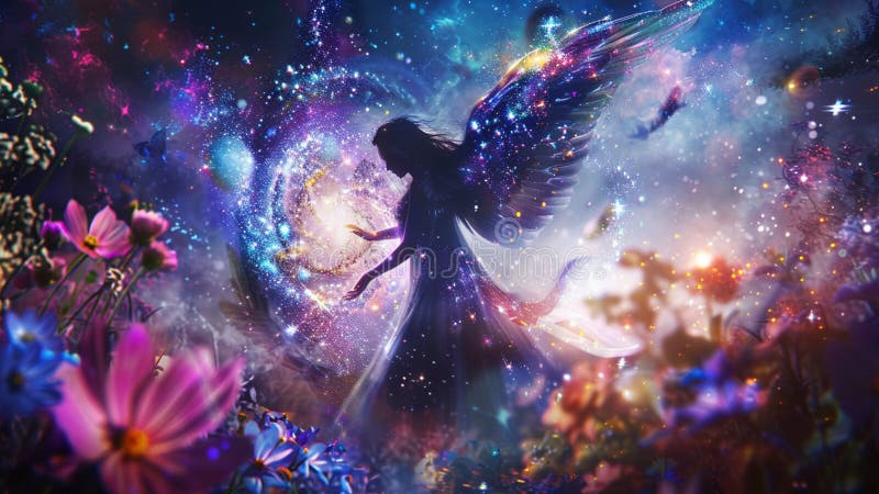 Unique Ethereal Silhouette of Female Light Angels with Wings Surrounded ...