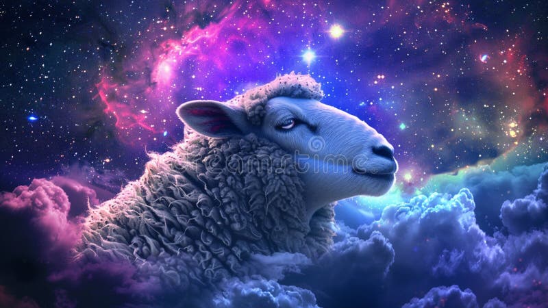 Cosmic Sheep in a Beautiful Magic Forest in a Dreamy Starry Cosmic ...