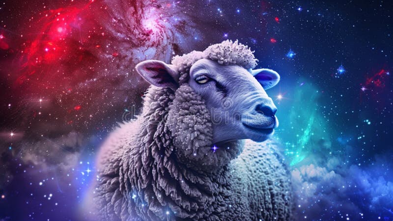 Cosmic Sheep in a Beautiful Magic Forest in a Dreamy Starry Cosmic ...