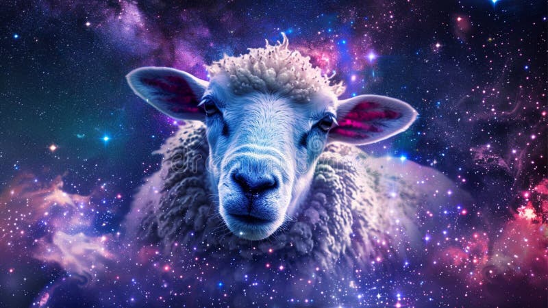 Cosmic Sheep in a Beautiful Magic Forest in a Dreamy Starry Cosmic ...
