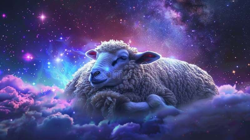Cosmic Sheep in a Beautiful Magic Forest in a Dreamy Starry Cosmic ...