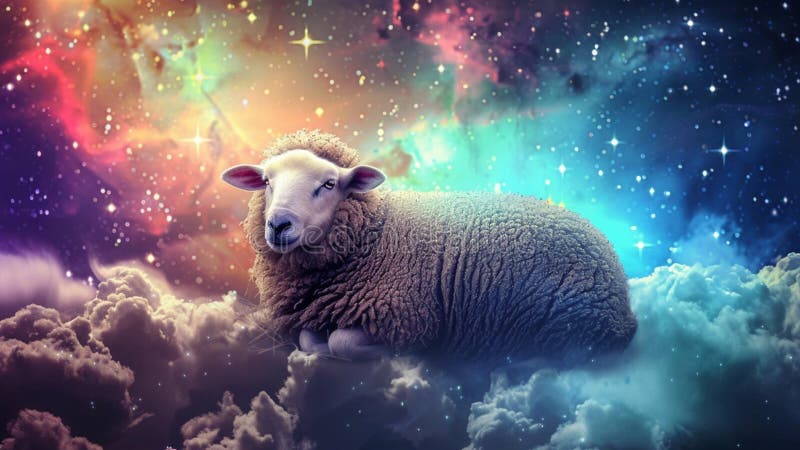 Cosmic Sheep in a Beautiful Magic Forest in a Dreamy Starry Cosmic ...