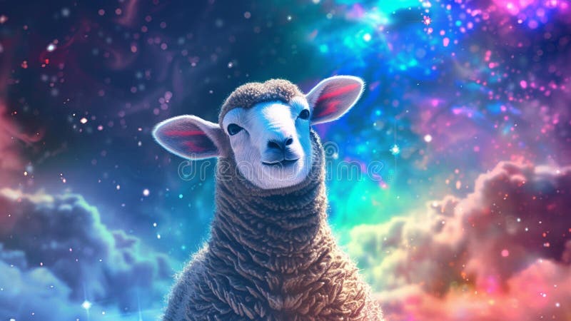 Cosmic Sheep in a Beautiful Magic Forest in a Dreamy Starry Cosmic ...