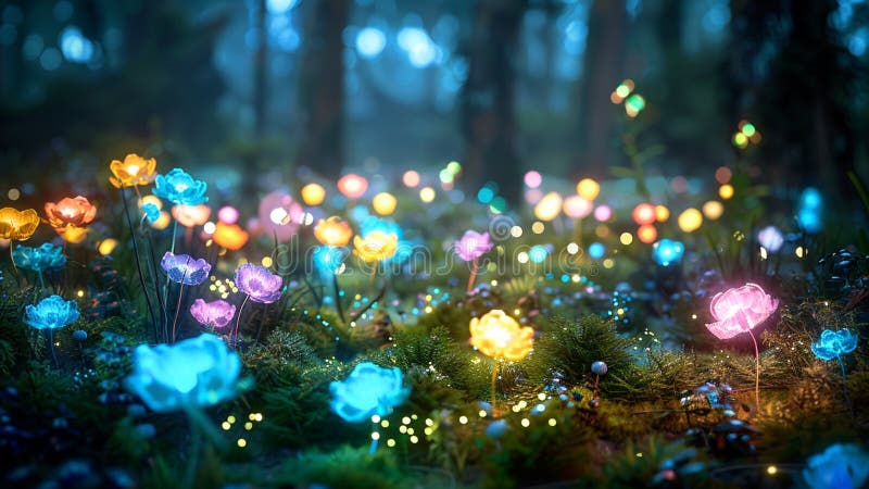 Fantasy Fairytale Magical Colorful Glowing Flowers with Pixie Dust ...