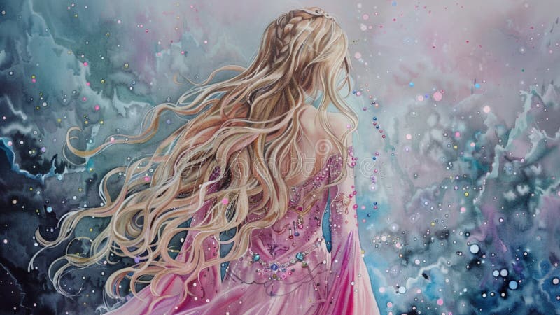 Beautiful Princess with Long Wavy Blonde Hair in an Ethereal Dreamy ...