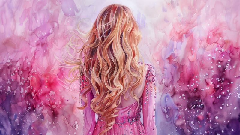 Beautiful Princess with Long Wavy Blonde Hair in a Gorgeous Feminine ...