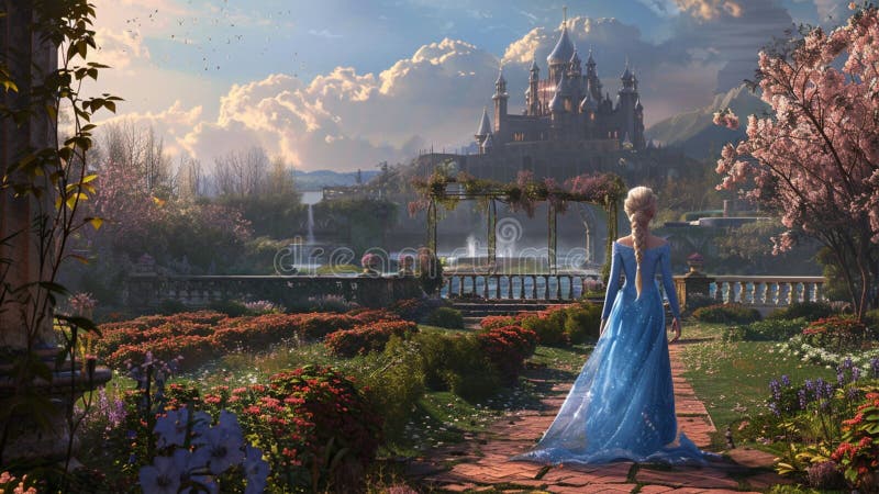 Gorgeous Elsa Like Princess in a Blue Dress in a Magical Fairytale ...