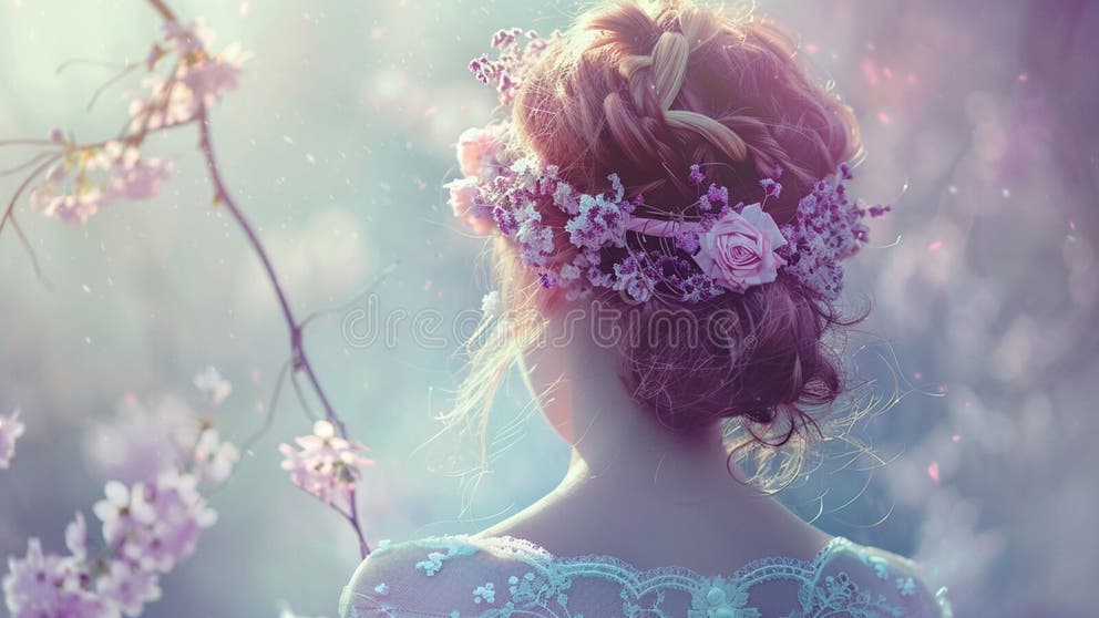 Beautiful Fairytale Princess with Long Wavy Brown Hair Tied in a ...