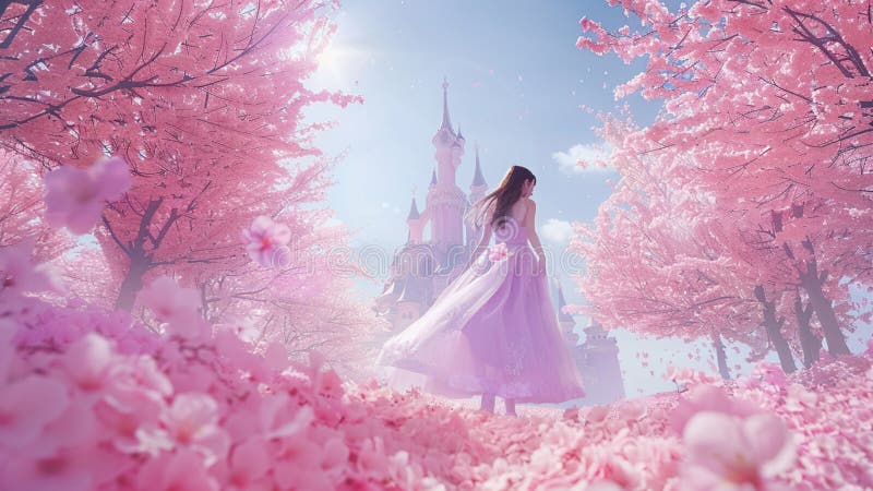Beautiful Fairytale Princess with Long Wavy Brown Hair in a Dreamy ...