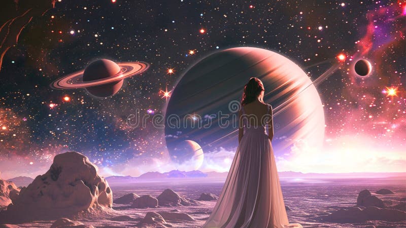 A Beautiful ET Princess on an Alien Planet Stock Illustration ...