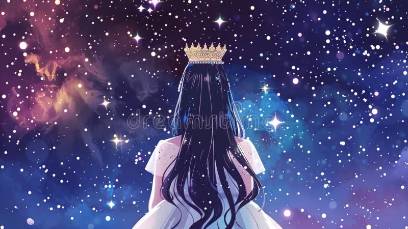 Fairytale Princess or Queen with Black Hair in a Dreamy White Dress ...