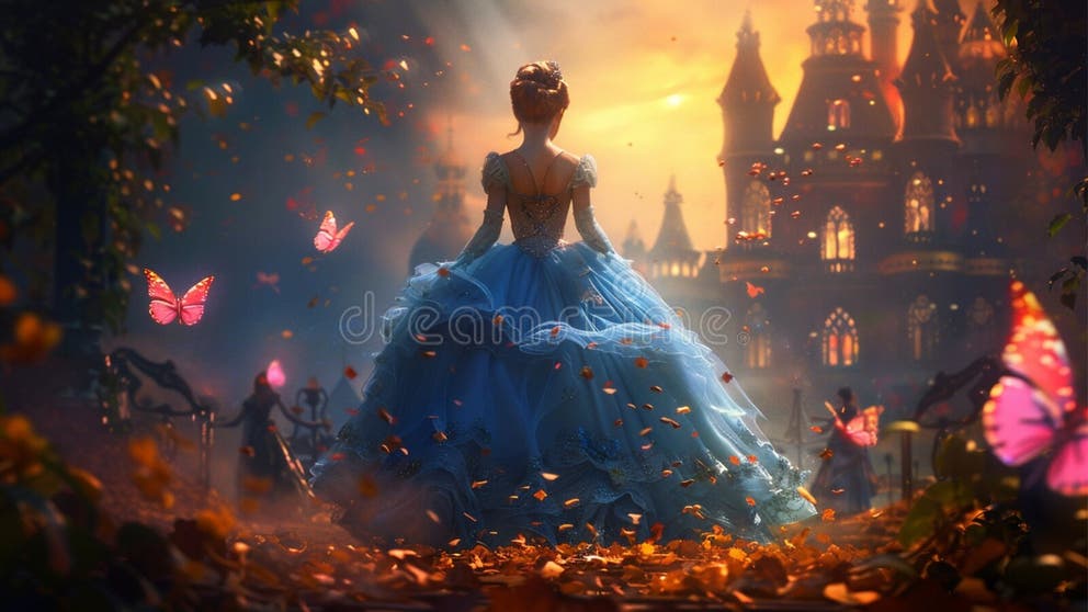 Fairytale Redhead Ginger Princess or Queen in a Dreamy Flowy Blue Dress ...
