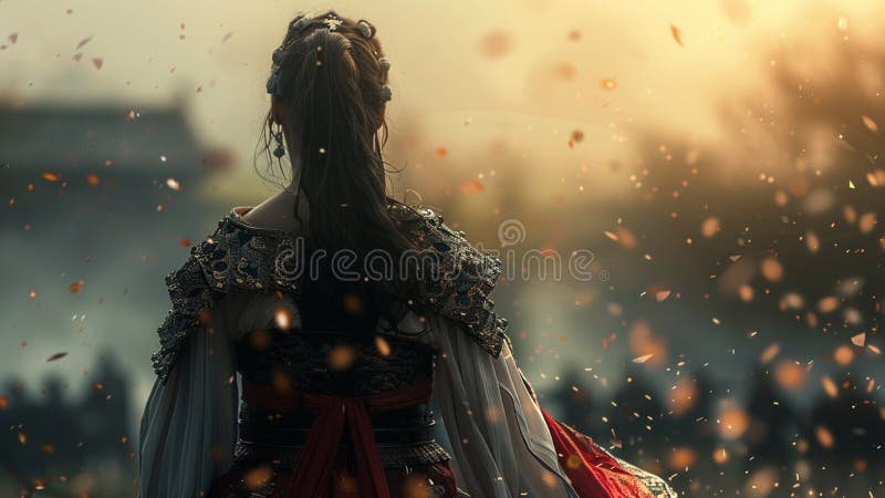 A Beautiful Samurai Warrior Princess Stock Illustration - Illustration ...