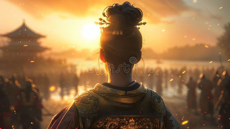 A Beautiful Samurai Warrior Princess Stock Illustration - Illustration ...