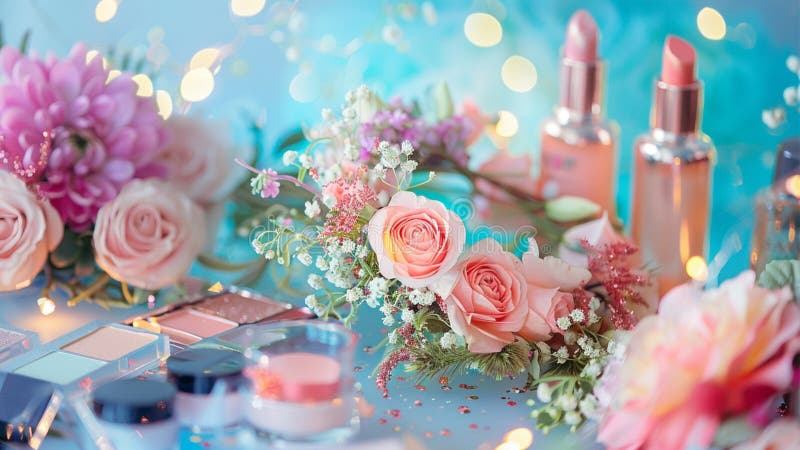 Flower Crown with a Makeup Kit Set on a Makeup Table in a Room with ...