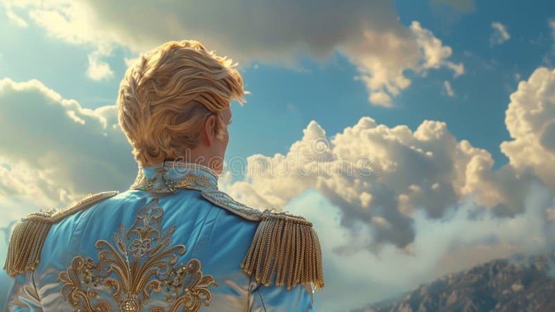 A Handsome Blond Prince with Sky Blue Royal Outfit Stock Illustration ...