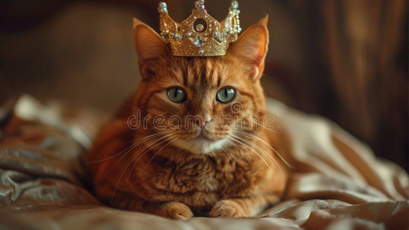 King Cat with a Royal Crown (Very Cute) Stock Illustration ...