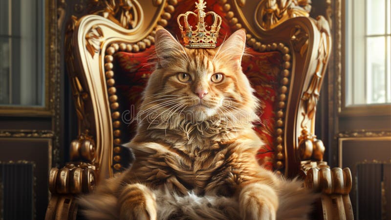 King Cat with a Royal Crown (Very Cute) Stock Illustration ...