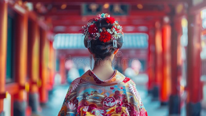 A Beautiful Japanese Princess Wearing a Junihitoe Stock Illustration ...