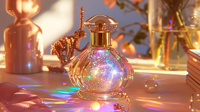 Glittery, Sparkly, Shimmery Rainbow Perfume Bottle (Magical) Stock ...