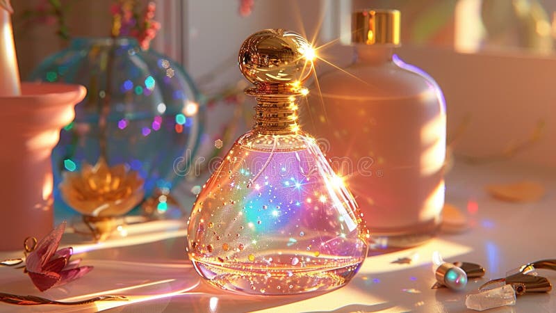 Glittery, Sparkly, Shimmery Rainbow Perfume Bottle (Magical) Stock ...
