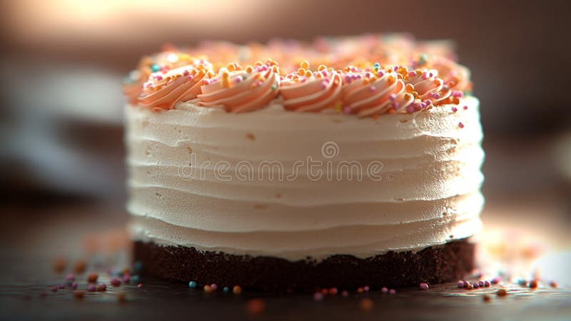The Perfect Traditional Birthday Cake with Colorful Sprinkles Stock ...