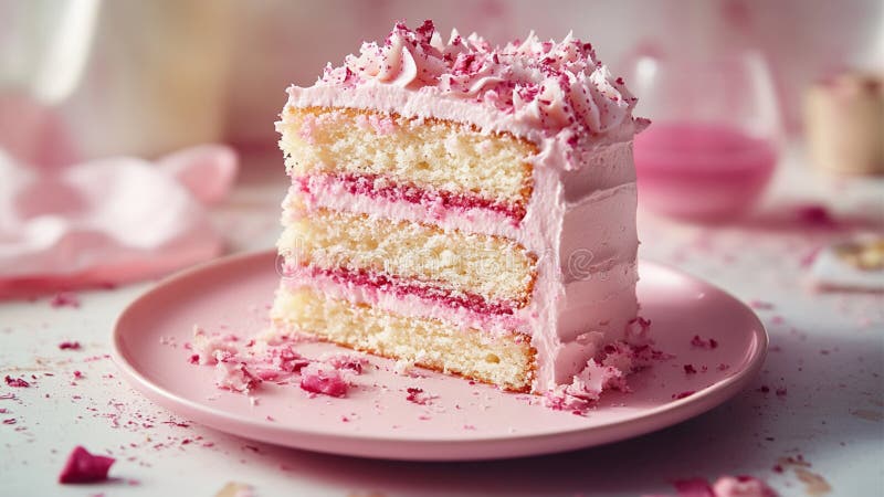 The Perfect Girly Pink Birthday Cake Slice with Pink Fondant, Pink ...