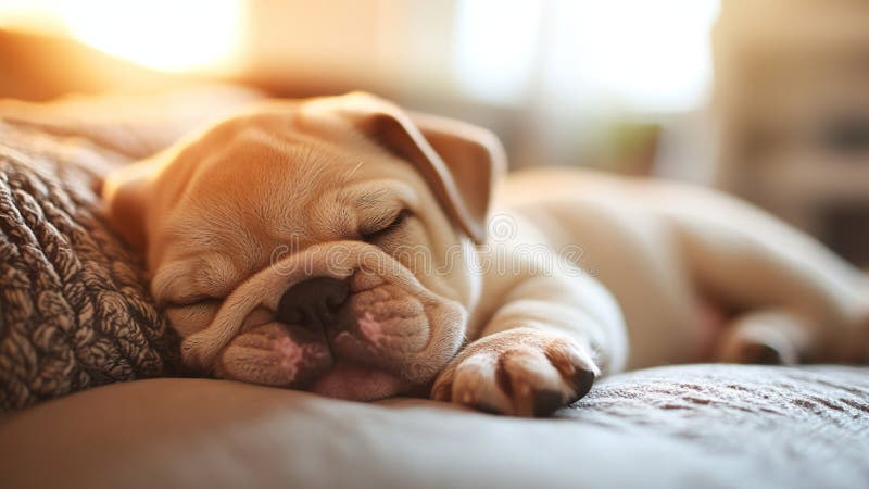 The Cutest, Most Adorable White English Bulldog Puppy Dog Sleeping and ...