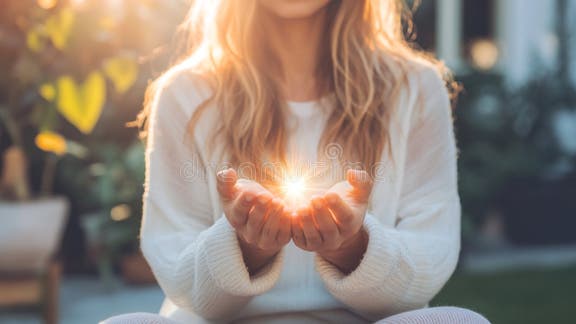 Healer Woman Practicing Energy Healing Emitting Powerful Glowing Light ...