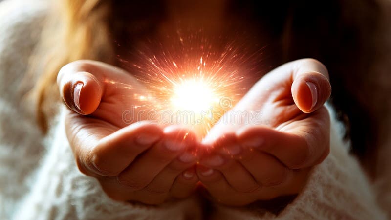 Healer Woman Practicing Energy Healing Emitting Powerful Glowing Light ...