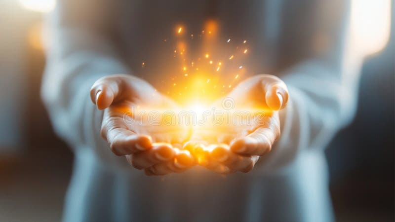 Healer Woman Practicing Energy Healing Emitting Powerful Glowing Light ...