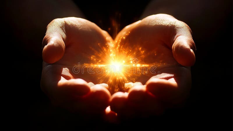 Healer Man Practicing Energy Healing Emitting Powerful Glowing Light ...