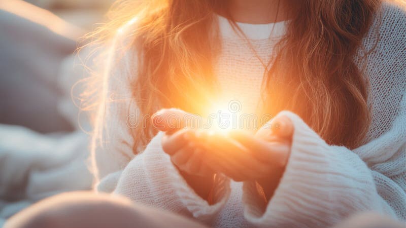 Healer Woman Practicing Energy Healing Emitting Powerful Glowing Light ...