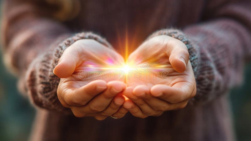 Healer Woman Practicing Energy Healing Emitting Powerful Glowing Light ...